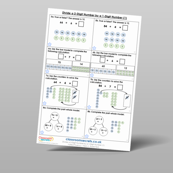 Year 4 Divide A 2 Digit Number By A 1 Digit Number 1 Varied Fluency ...