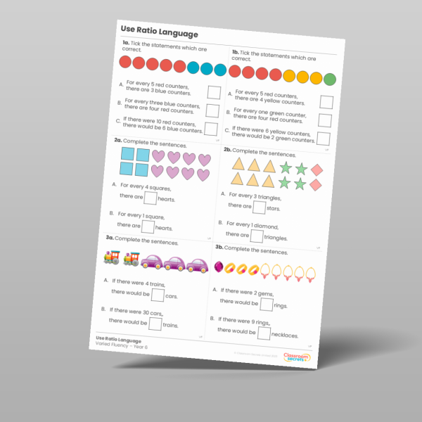 Year 6 Use Ratio Language Varied Fluency 2 Resource | Classroom Secrets