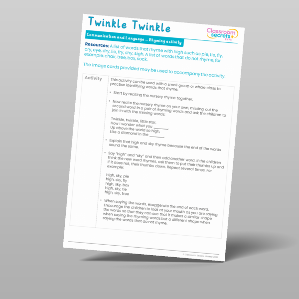 Eyfs Twinkle Twinkle Rhyming Adult Led Activity Resource | Classroom ...