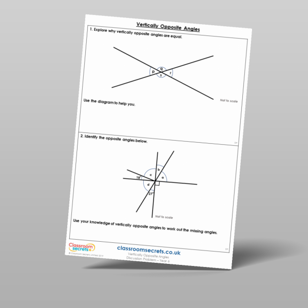 Year 6 Vertically Opposite Angles Discussion Problem Resource ...