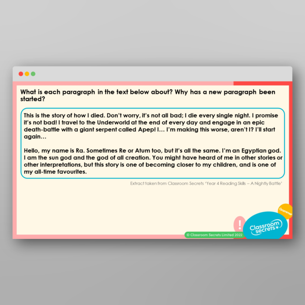 Year 4 Identifying Paragraphs Teaching Ppt Resource | Classroom Secrets