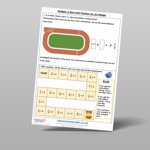 Year 5 Multiply A Non Unit Fraction By An Integer Discussion Problem Resource | Classroom Secrets