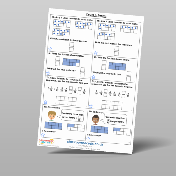 Year 3 Count In Tenths Varied Fluency Resource | Classroom Secrets