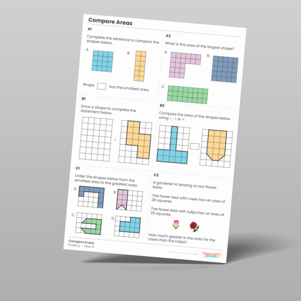 Year 4 Compare Areas Fluency Matrix Resource | Classroom Secrets