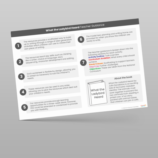 KS1 What The Ladybird Heard Writing Unit Guidance Resource | Classroom ...