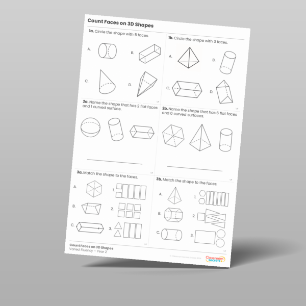 Year 2 Count Faces On 3d Shapes Varied Fluency 2 Resource | Classroom ...