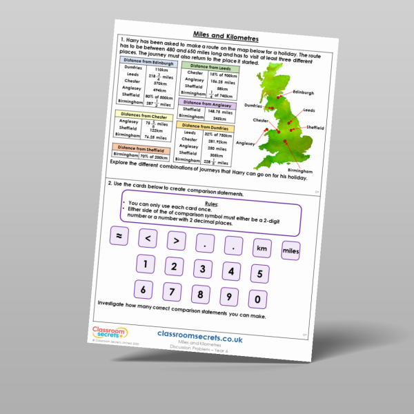 Year 6 Miles And Kilometres Discussion Problem Resource | Classroom Secrets