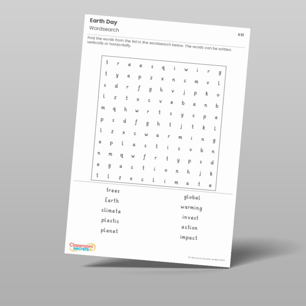 KS1 Earth Day Wordsearch Resource | Classroom Secrets