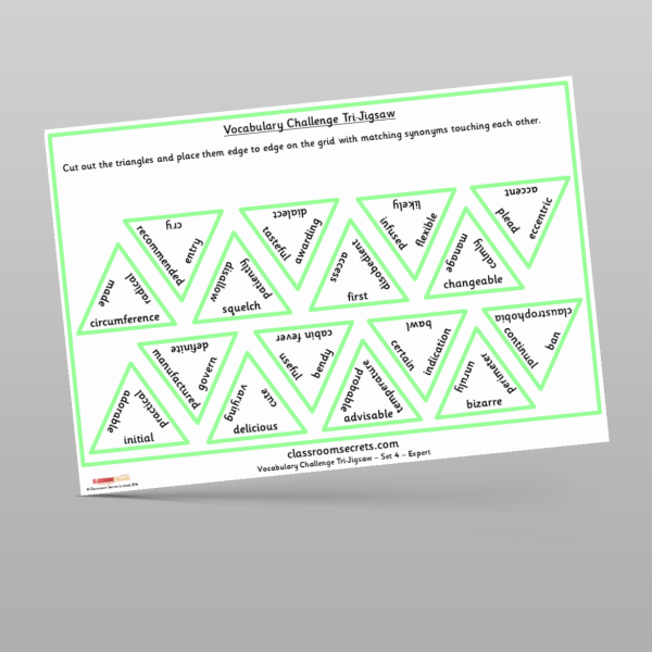 KS1 And Ks2 Vocabulary Challenge Tri Jigsaw Set 4 Resource | Classroom ...