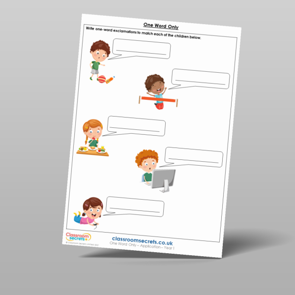 Year 1 One Word Only Application Resource | Classroom Secrets