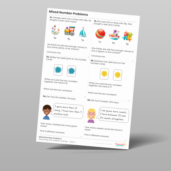 Year 2 Mixed Number Problems Reasoning And Problem Solving Resource | Classroom Secrets