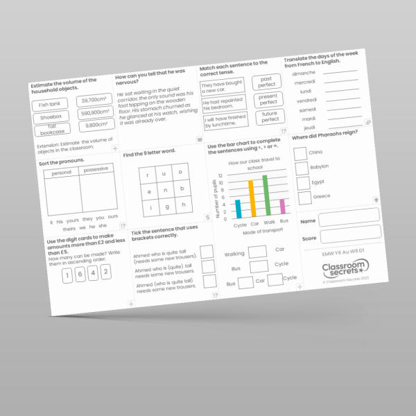 Year 6 Early Morning Work Autumn Week 9 Resource | Classroom Secrets