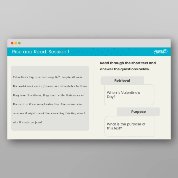 KS1 Rise And Read Valentine S Day Resource | Classroom Secrets