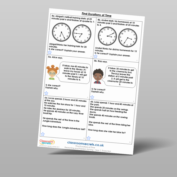Year 2 Find Durations Of Time Reasoning And Problem Solving Resource ...