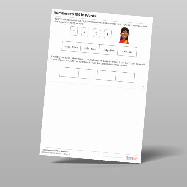 Year 2 Numbers To 100 In Words Discussion Problem Resource | Classroom ...