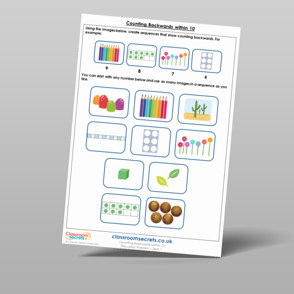 Year 1 Counting Backwards Within 10 Discussion Problem Resource | Classroom Secrets