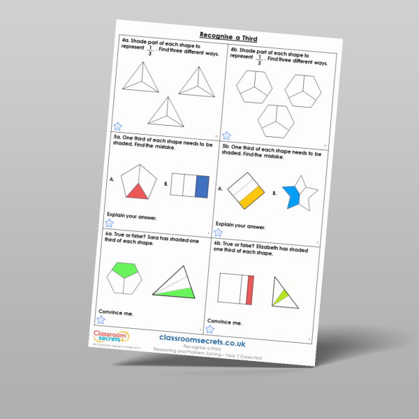 Year 2 Recognise A Third Reasoning And Problem Solving Resource ...