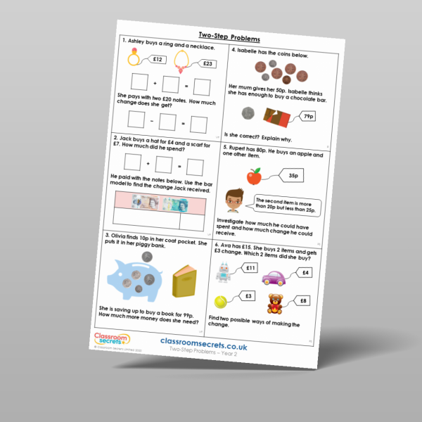 Year 2 Two Step Problems Mixed Activity Resource | Classroom Secrets