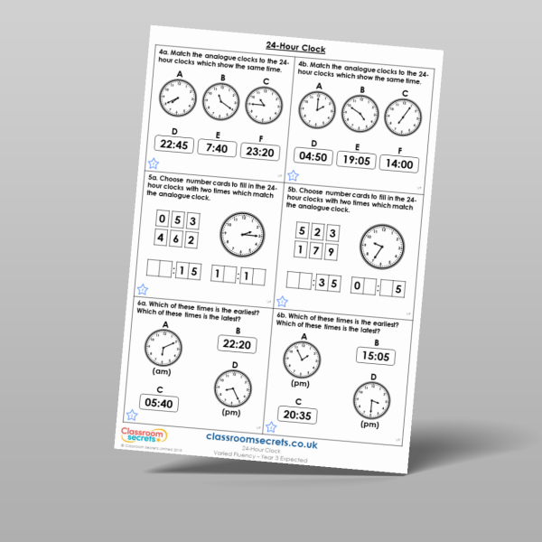 Year 3 24 Hour Clock Varied Fluency Resource | Classroom Secrets