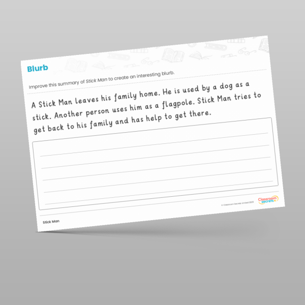 KS1 Stick Man Writing Unit Blurb And Book Review Resource | Classroom ...