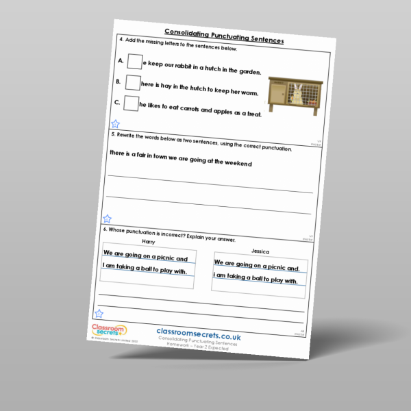 Year 2 Consolidating Punctuating Sentences Homework Resource ... Year 2 Consolidating Punctuating Sentences Homework Resource ...