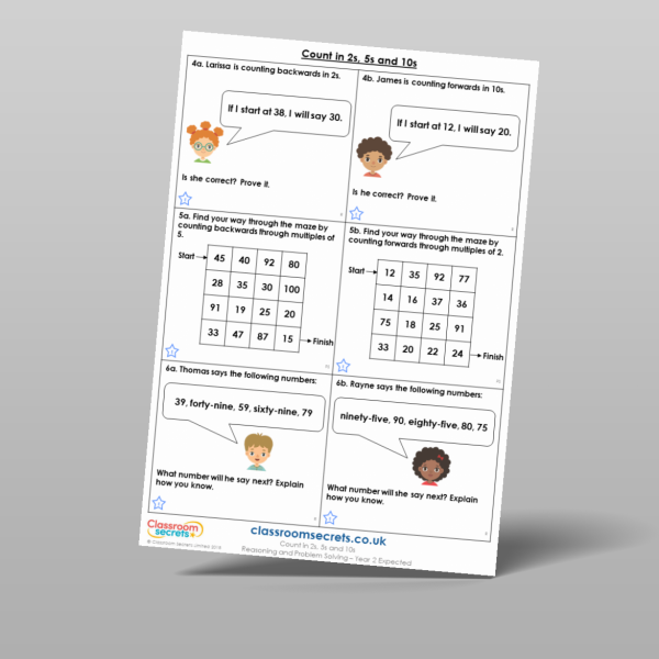 Year 2 Count In 2s 5s And 10s Reasoning And Problem Solving Resource | Classroom Secrets
