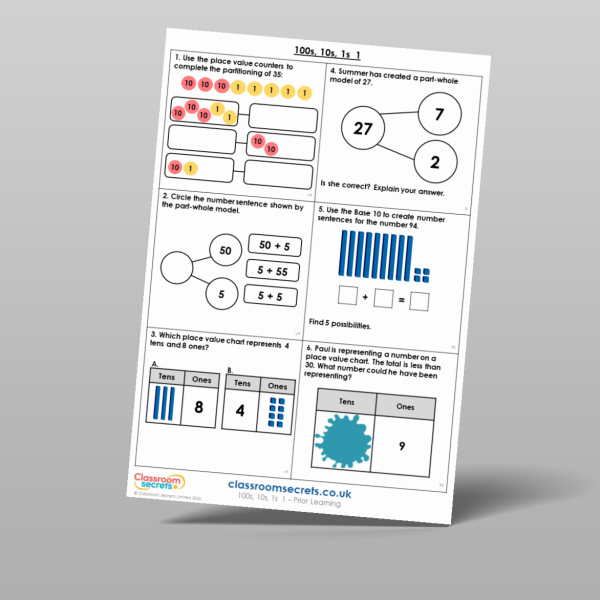Year 3 100s 10s 1s 1 Prior Learning Resource | Classroom Secrets