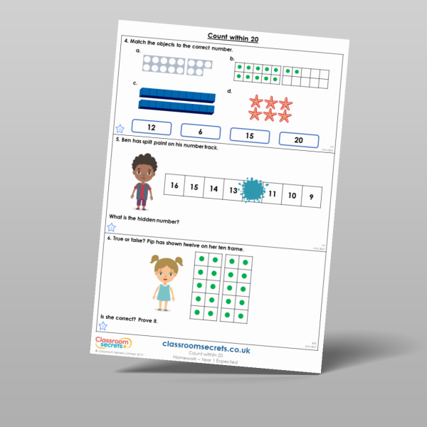 Year 1 Count Within 20 Reasoning And Problem Solving Resource ...