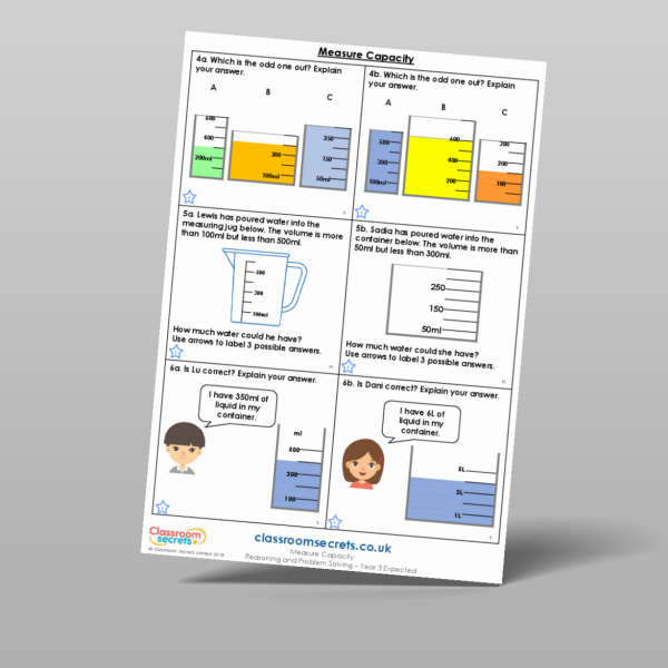 Year 3 Measure Capacity Reasoning And Problem Solving Resource ...