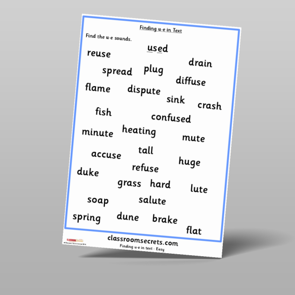 KS1 Finding U E In Text Activity Resource | Classroom Secrets