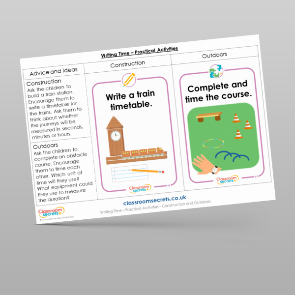 Year 1 Writing Time Practical Activities Resource | Classroom Secrets