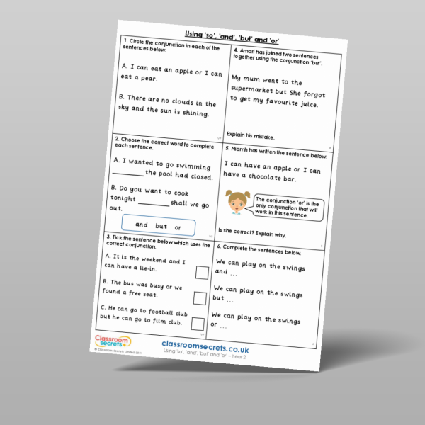 Year 2 Using So And But And Or Prior Learning 2 Resource | Classroom Secrets