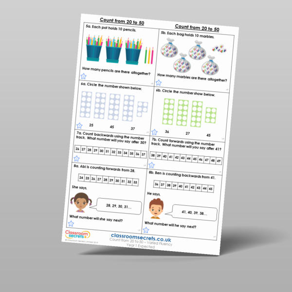 Year 1 Count From 20 To 50 Varied Fluency Resource | Classroom Secrets Year 1 Count From 20 To 50 Varied Fluency Resource | Classroom Secrets