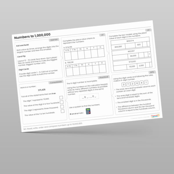 Cs Tutors Numbers To 1 000 000 Tutor Mat Resource | Classroom Secrets