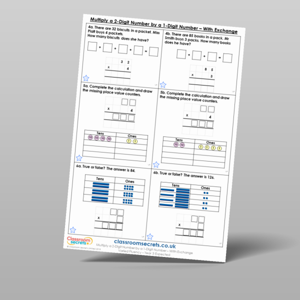 Year 3 Multiply A 2 Digit Number By A 1 Digit Number With Exchange ...