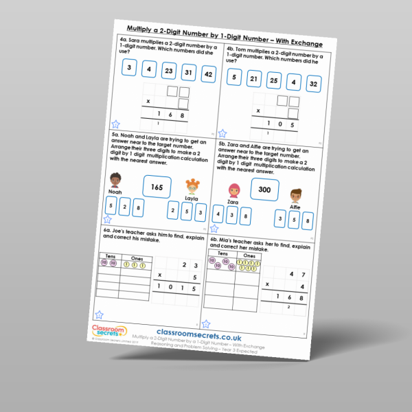 Year 3 Multiply A 2 Digit Number By A 1 Digit Number With Exchange ...