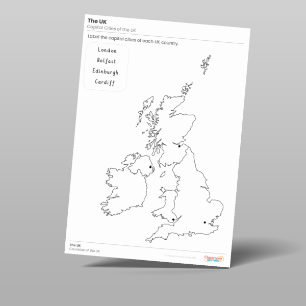 KS1 Capital Cities Of The Uk Geography Worksheet Resource | Classroom ...