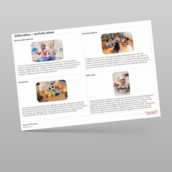Eyfs Phase 1 Phonics Alliteration Activity Ideas Resource | Classroom ...