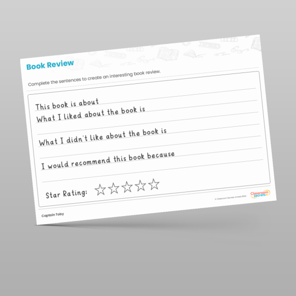 Year 2 Captain Toby Writing Unit Blurb And Book Review Resource ...