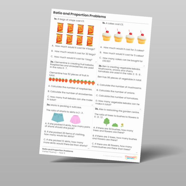 Year 6 Ratio And Proportion Problems Varied Fluency 2 Resource | Classroom Secrets