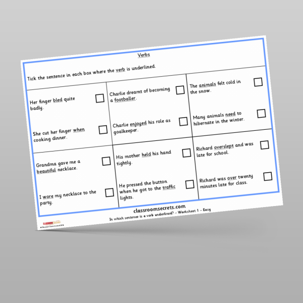 KS2 Verbs Test Practice Resource | Classroom Secrets