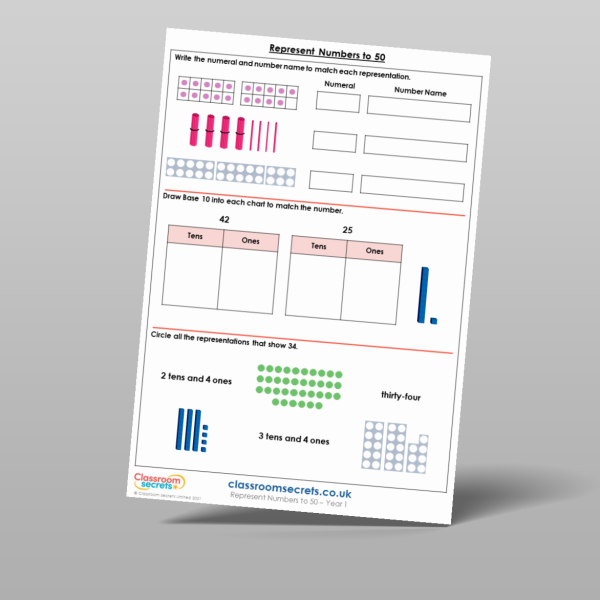 Year 1 Represent Numbers To 50 Mixed Activity 2 Resource | Classroom ...