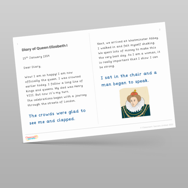 Year 1 Reading Skills Diary Of Queen Elizabeth I Resource | Classroom ...