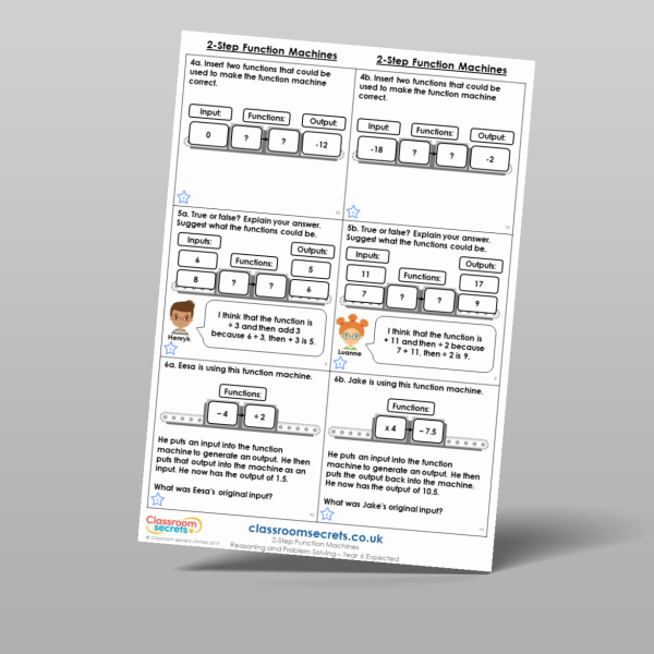 Year 6 2 Step Function Machines Reasoning And Problem Solving Resource ...