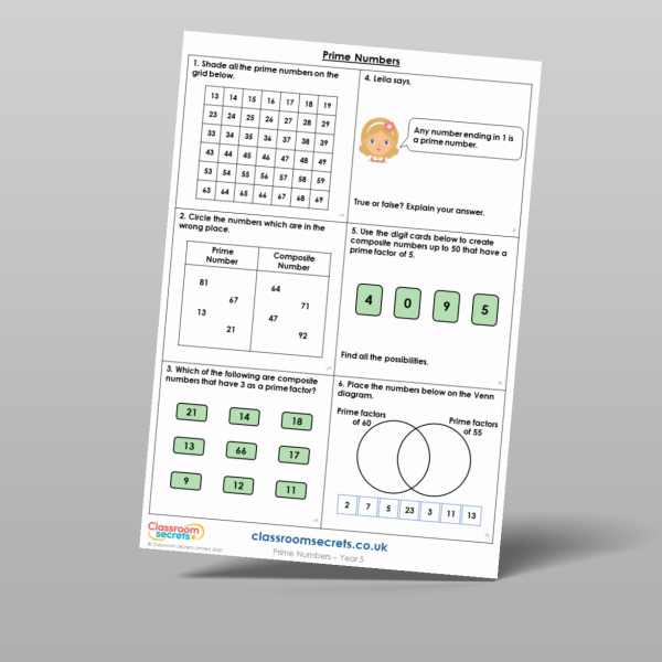 Year 5 Prime Numbers Mixed Activity Resource | Classroom Secrets