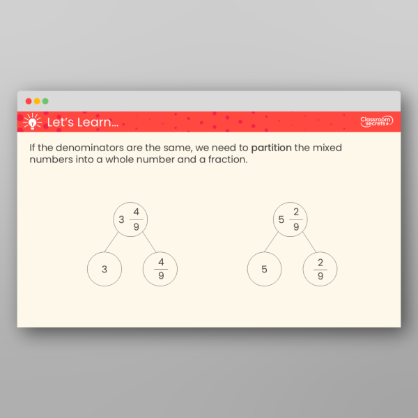 Year 5 Add Two Mixed Numbers Teaching Ppt Resource | Classroom Secrets