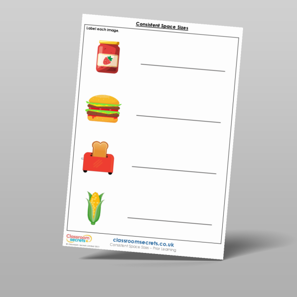 Year 1 Consistent Space Sizes Prior Learning Resource | Classroom Secrets