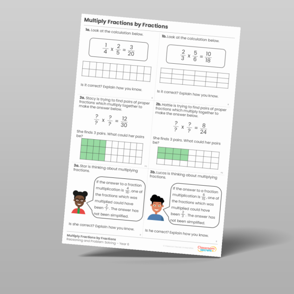 Year 6 Multiply Fractions By Fractions Reasoning And Problem Solving 2 ...