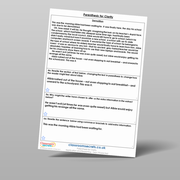 Year 5 Parenthesis For Clarity Application And Reasoning Resource ...