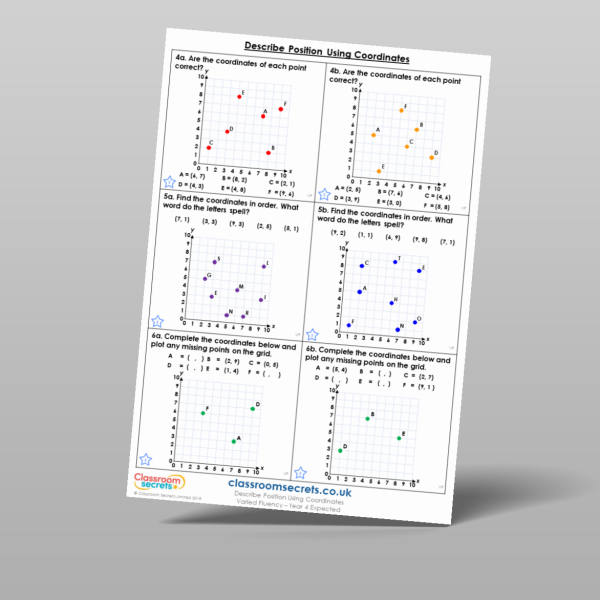 Year 4 Describe Position Using Coordinates Varied Fluency Resource ...